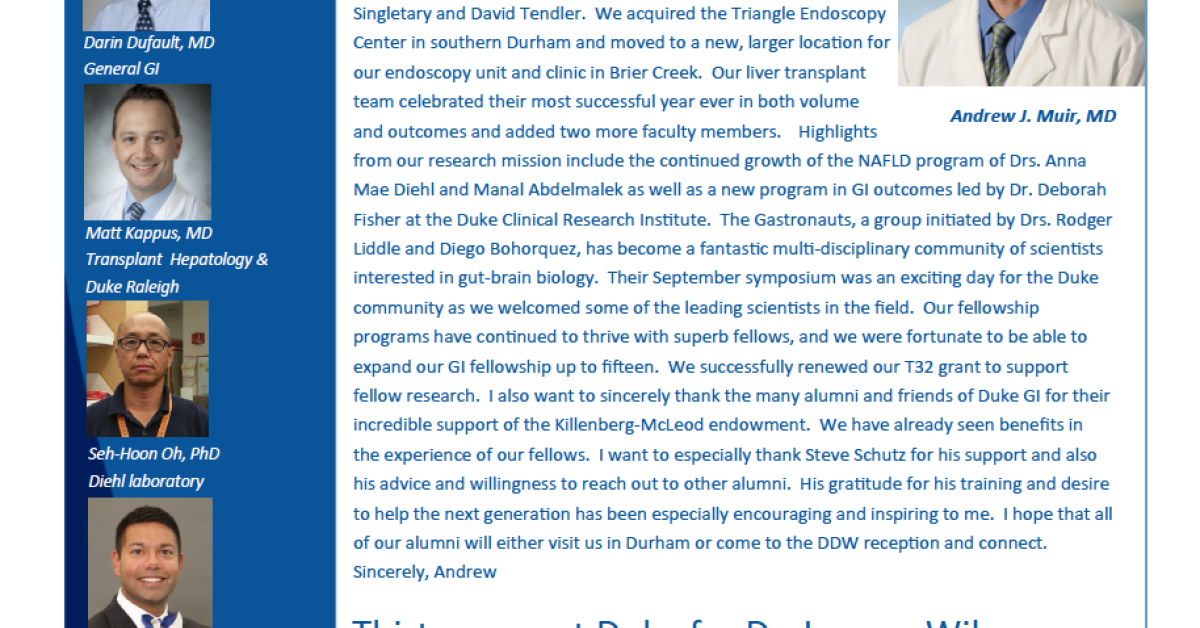 Catch up with the Division of Gastroenterology | Duke Department of ...